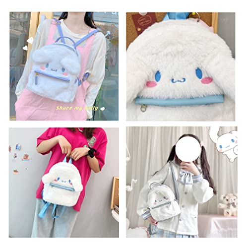 Cute Girl Plush Bookbags Backpacks for School, 3D Kawaii Animal Coon Shoulder Bags Handbag backpack white dog, One Size