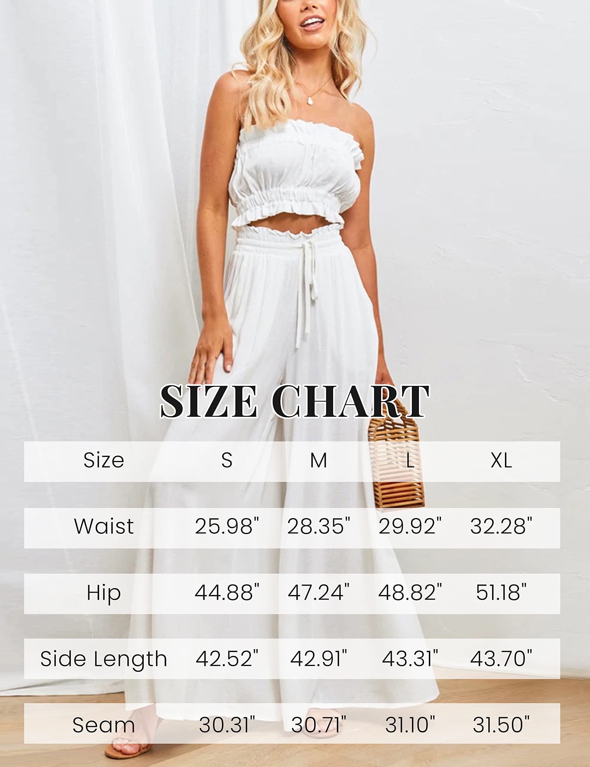 Watashi Women's Wide Leg High Waisted Pants Palazzo Elastic Flowy Loose Culotte Trouser(Apricot-XL)
