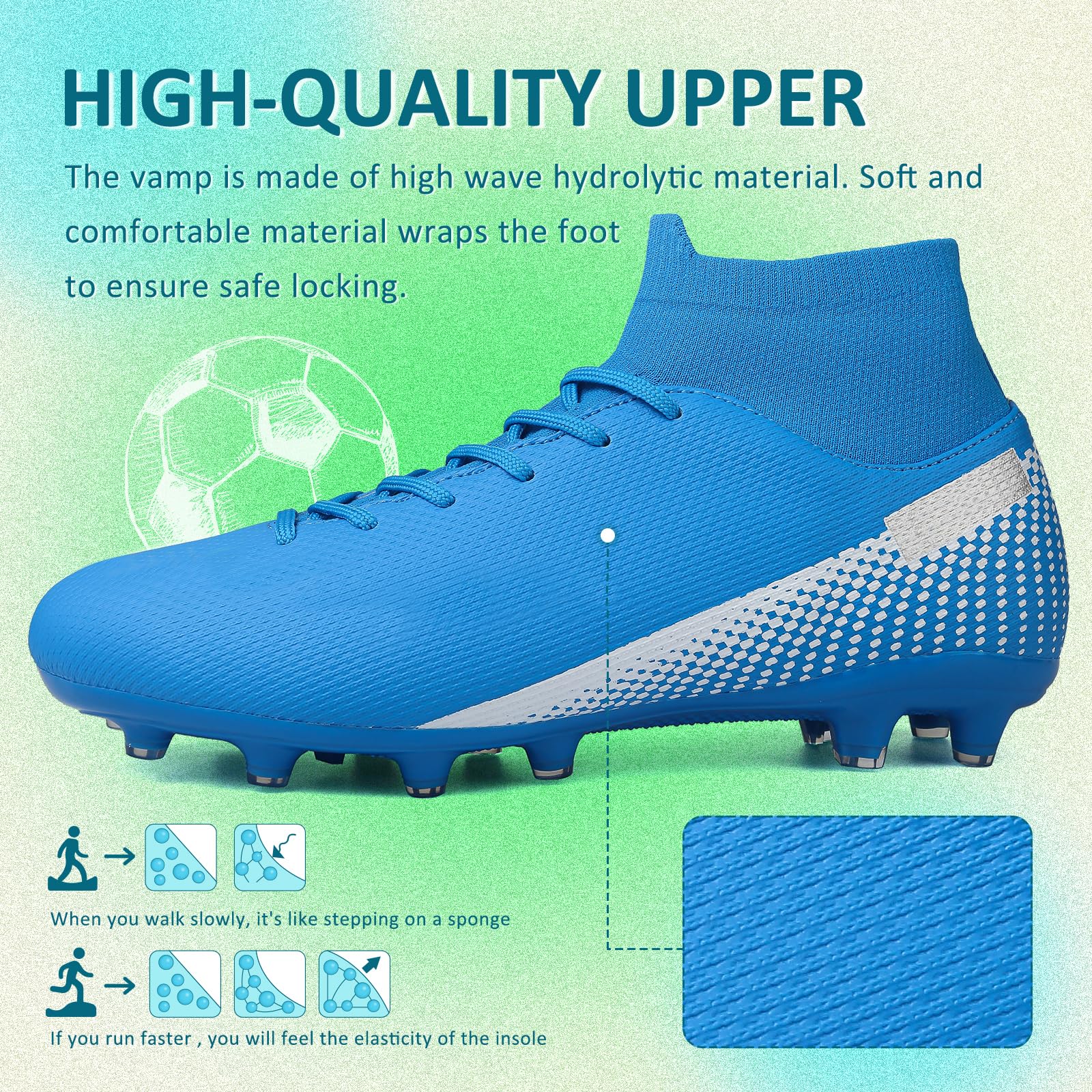 Soccer Cleats Mens Football Cleats Women Tacos de Futbol para Hombre Soccer Shoes for Big Boy Tacos de Futbol Zapatos de Futbol para Hombres Outdoor Soccer Shoes High Top Football Boots AG/FG