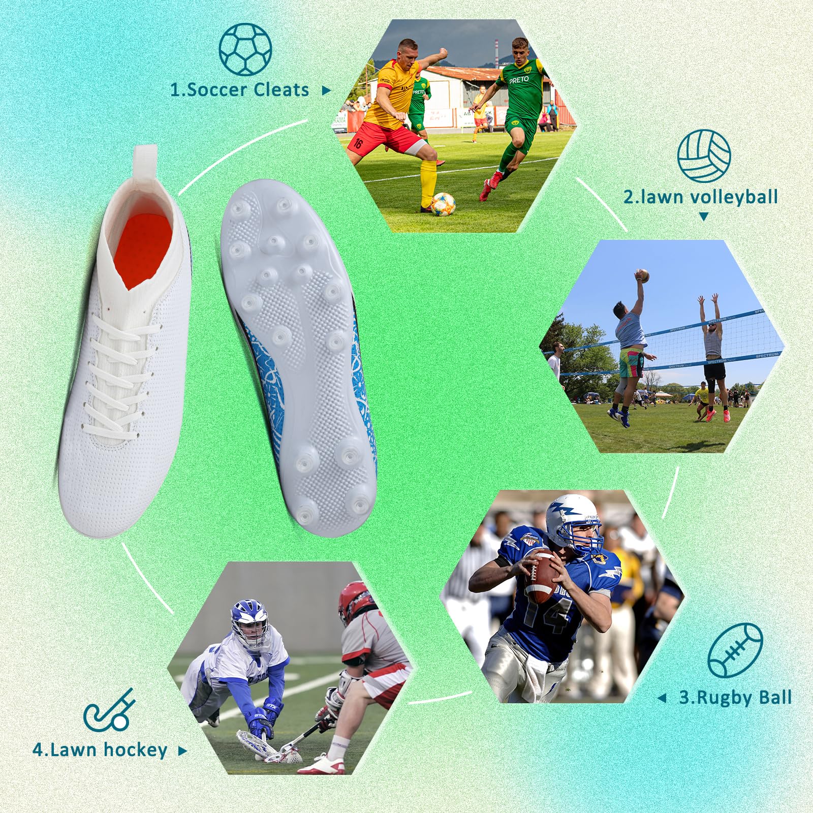 Soccer Cleats Mens Football Cleats Women Tacos de Futbol para Hombre Soccer Shoes for Big Boy Tacos de Futbol Zapatos de Futbol para Hombres Outdoor Soccer Shoes High Top Football Boots AG/FG