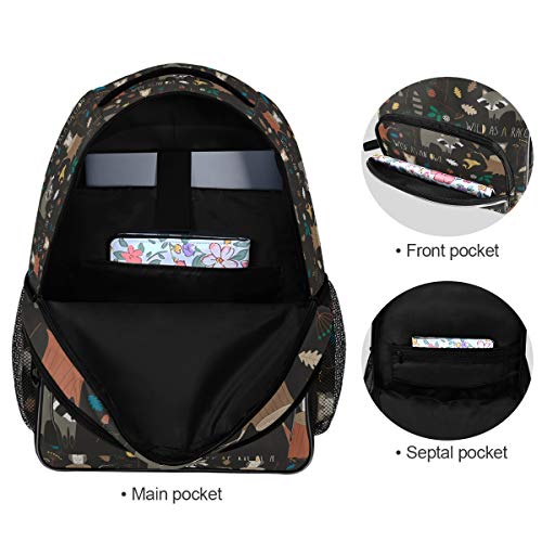 ALAZA Raccoon Owl Cartoon School Bag Casual Daypack Book Bags for Primary Junior High School