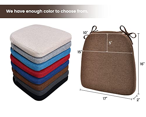 COSNUOSA Kitchen Chair Cushions Dining Chair Cushions with Ties Non Slip Kitchen Dining Chair Pads Seat Cushion Set 17 x 16 Inches Brown 4 Pcs