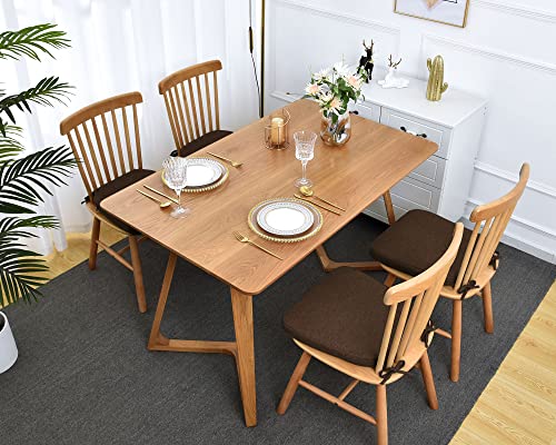 COSNUOSA Kitchen Chair Cushions Dining Chair Cushions with Ties Non Slip Kitchen Dining Chair Pads Seat Cushion Set 17 x 16 Inches Brown 4 Pcs