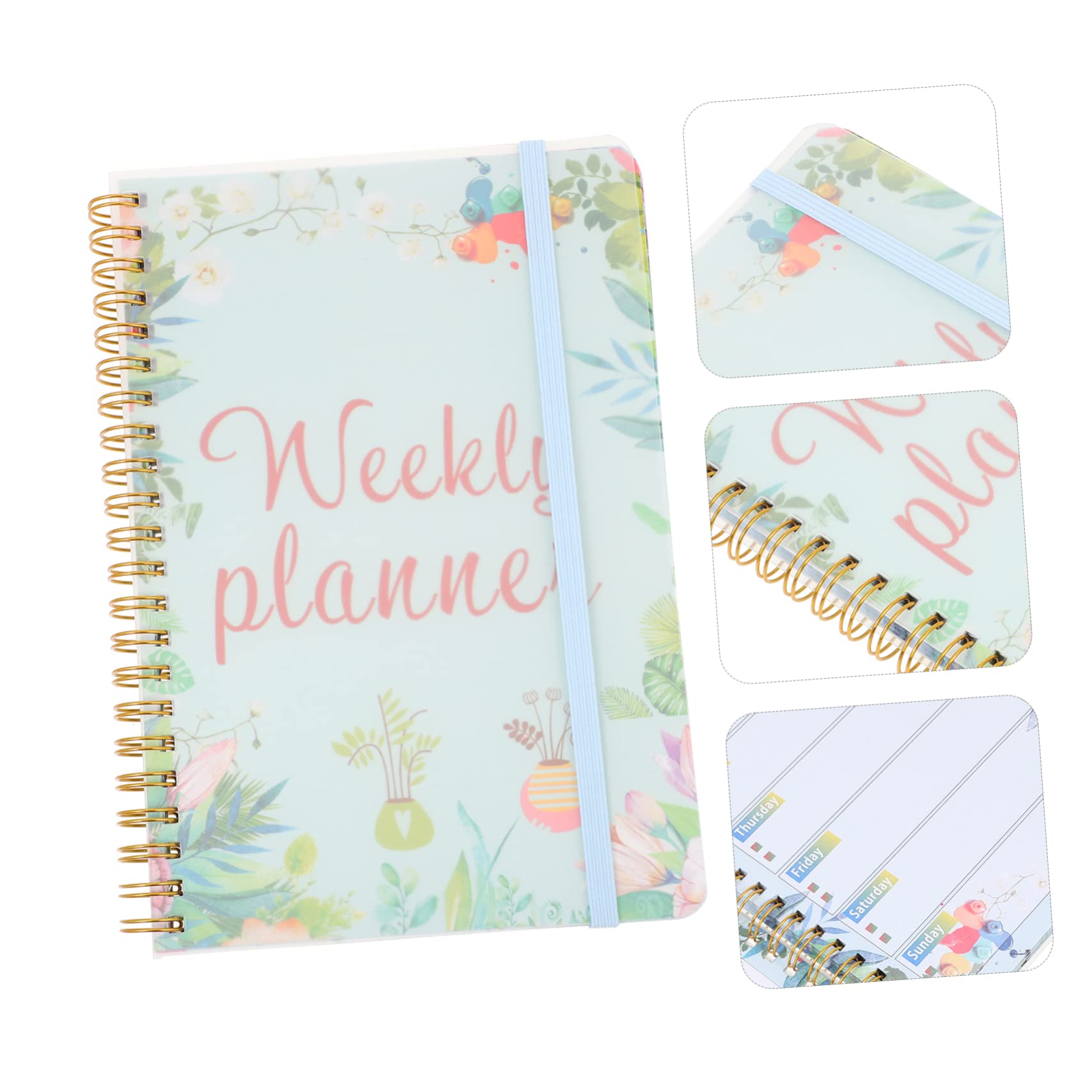 English Manual Academic Students Pocket Planner Wire Schedules Organizer - Paper Productivity Plan Flower Bound Memo Small Type Note Notebook Office Calendar