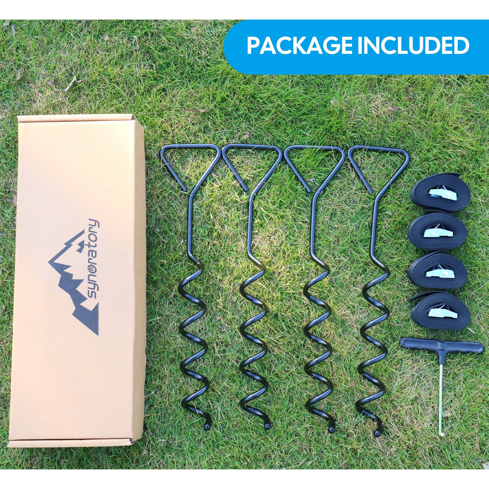 Heavy Duty Trampoline Stakes Anchors High Wind,Galvanized Steel Trampoline Anchors Kit for 15ft,14ft,12ft,10ftTrampoline,15.8inch Ground Anchors Trampoline Accessories
