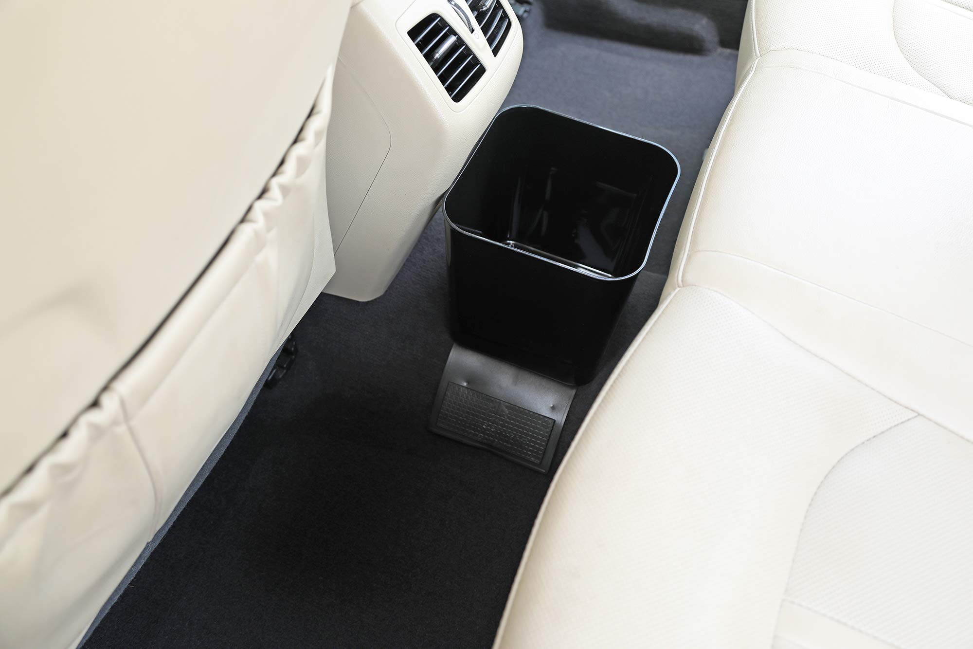 HAUSSIMPLE Car Trash Can Waterproof Plastic Garbage Bin Litter Waste Basket Auto Interior Organizer 1.4 Gallon with No Tip Stability Flap Pack of 2 (Black)
