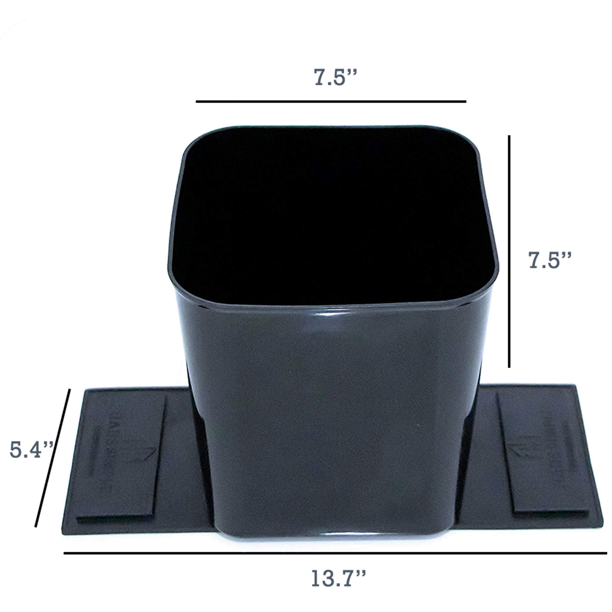 HAUSSIMPLE Car Trash Can Waterproof Plastic Garbage Bin Litter Waste Basket Auto Interior Organizer 1.4 Gallon with No Tip Stability Flap Pack of 2 (Black)