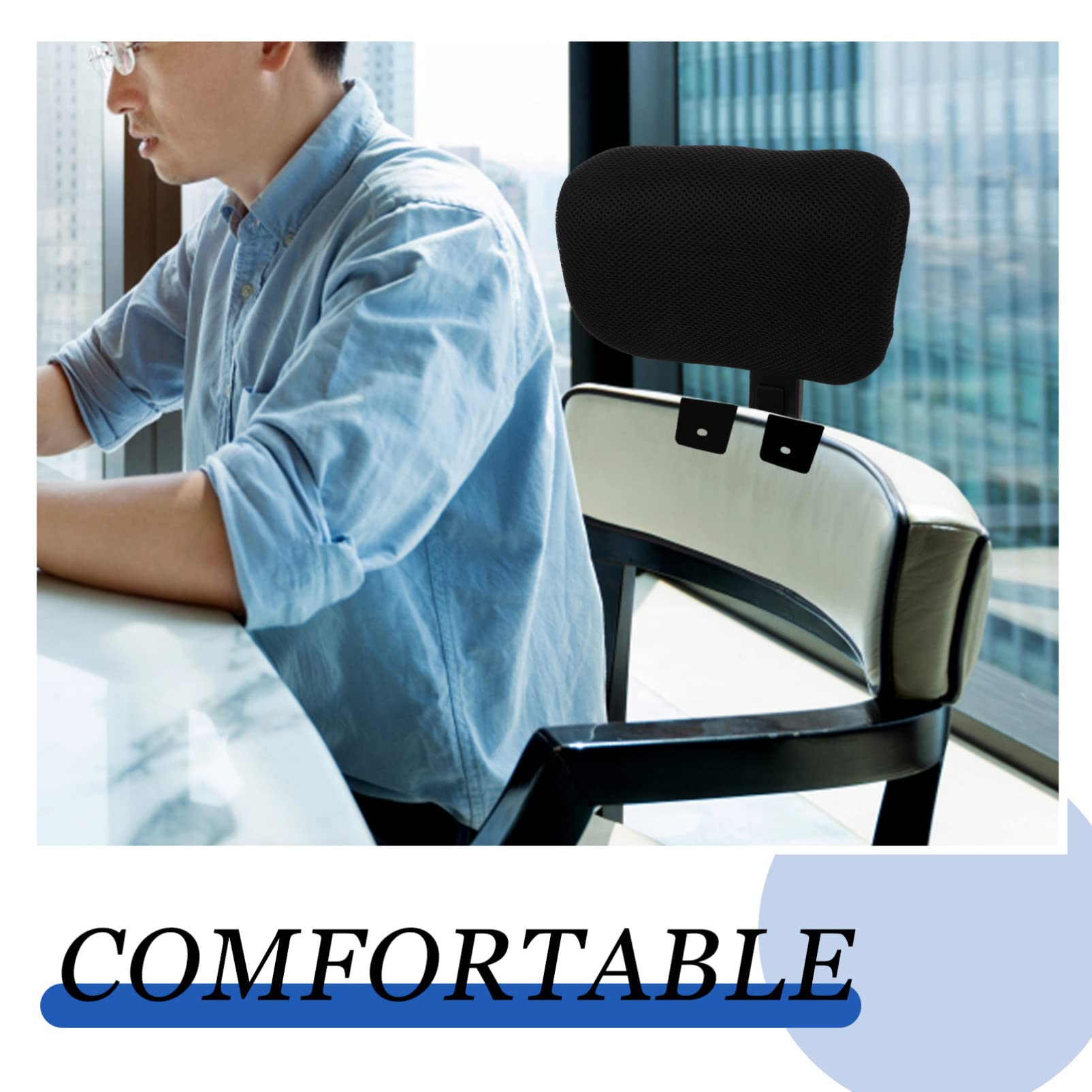 Tofficu Office Chair Headrest Attachment Computer Chair Headrest Adjustable Chair Head Cushion Head Rest for Office Chair(3.0cm Fixing Clips)
