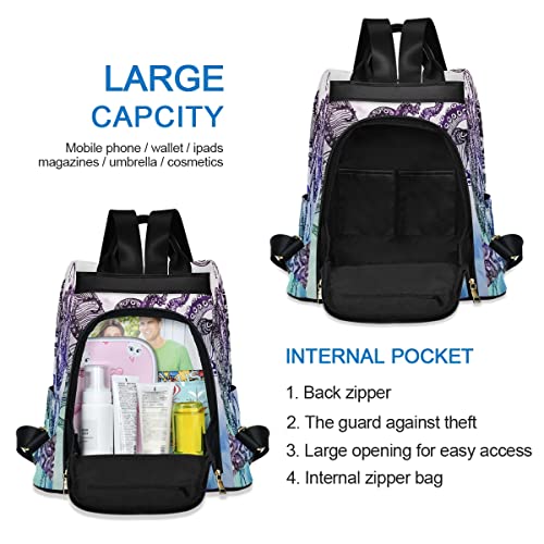 ALAZA Abstract Octopus Fish Animal Women Backpack Anti Theft Back Pack Shoulder Fashion Bag Purse