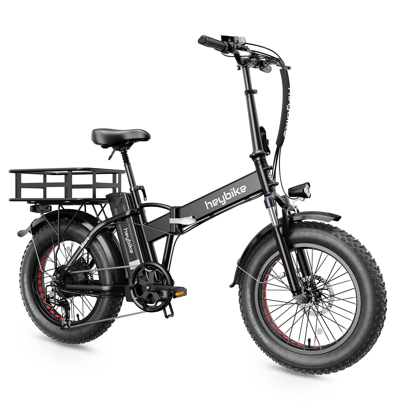 Heybike Mars Electric Bike Foldable 20" x 4.0 Fat Tire Electric Bicycle with 500W Motor(Peak 850W), 48V 12.5AH Removable Battery and Dual Shock Absorber for Adults