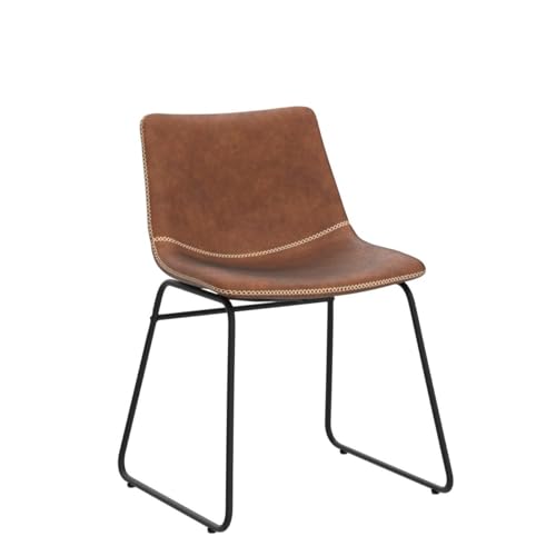 HeuGah Dining Chairs Set of 4, Modern Industrial Kitchen & Dining Room Faux Leather Chairs with Metal Legs