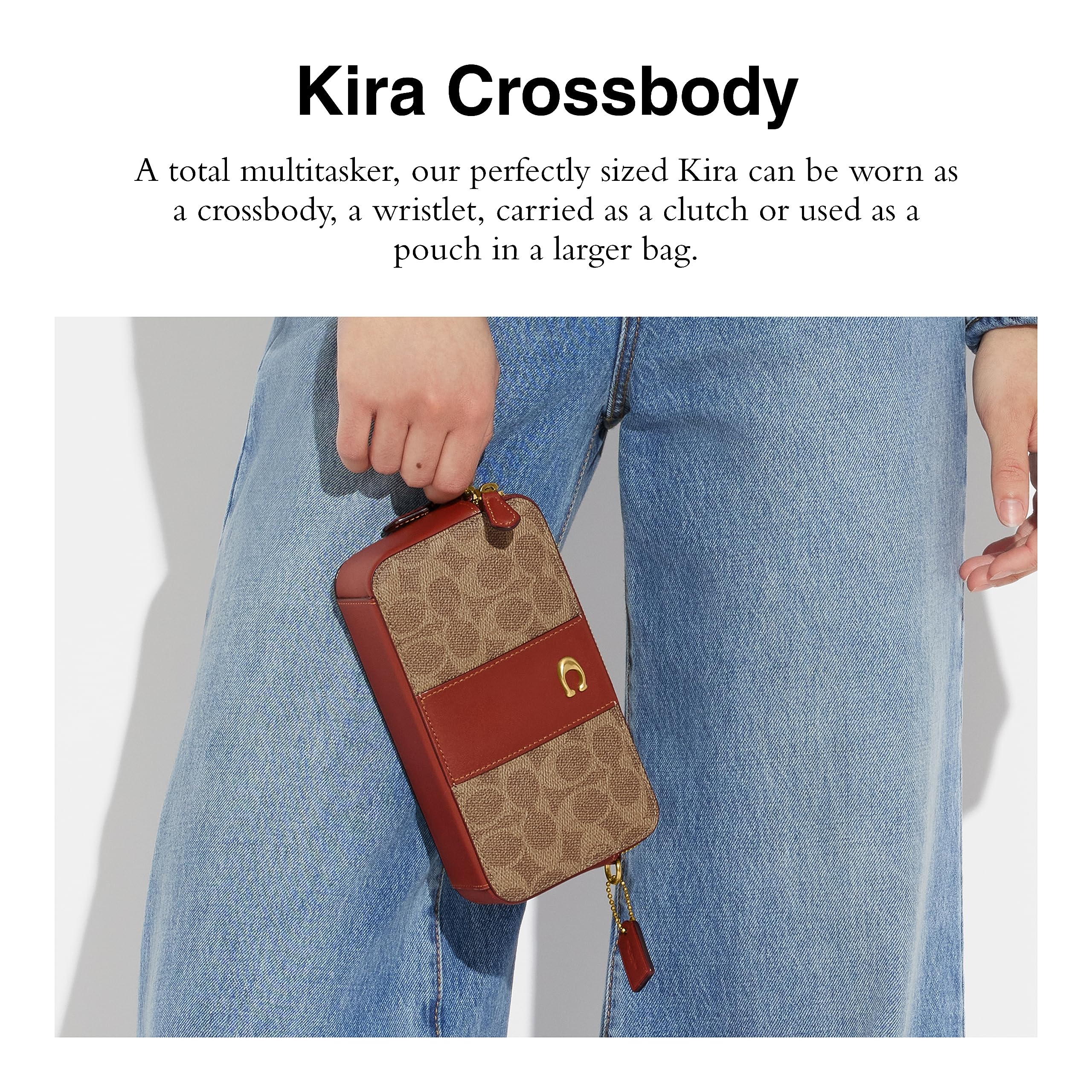 COACH Color-block Coated Canvas Signature Kira Crossbody, Tan Rust, One Size