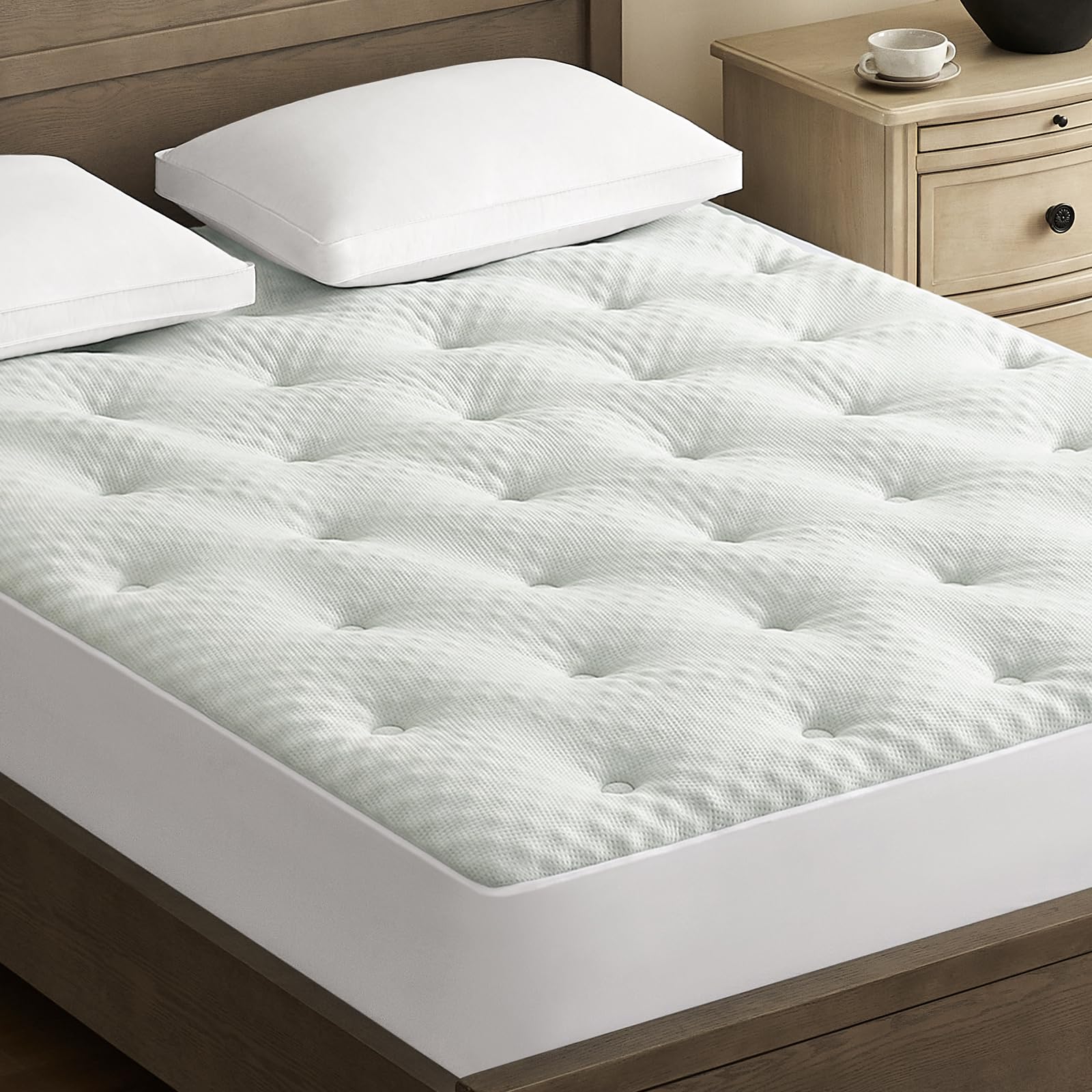 QUIETSEA Reversible Mattress Topper Twin XL Egg Crate Memory Foam Mattress Topper, Bamboo Viscose Mattress Pad Twin XL, Noiseless Waterproof Mattress Cover with Deep Pocket up to 21", 39" x 80"