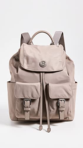 Tory Burch Women's Virginia Flap Backpack, Gray Heron, Grey, One Size