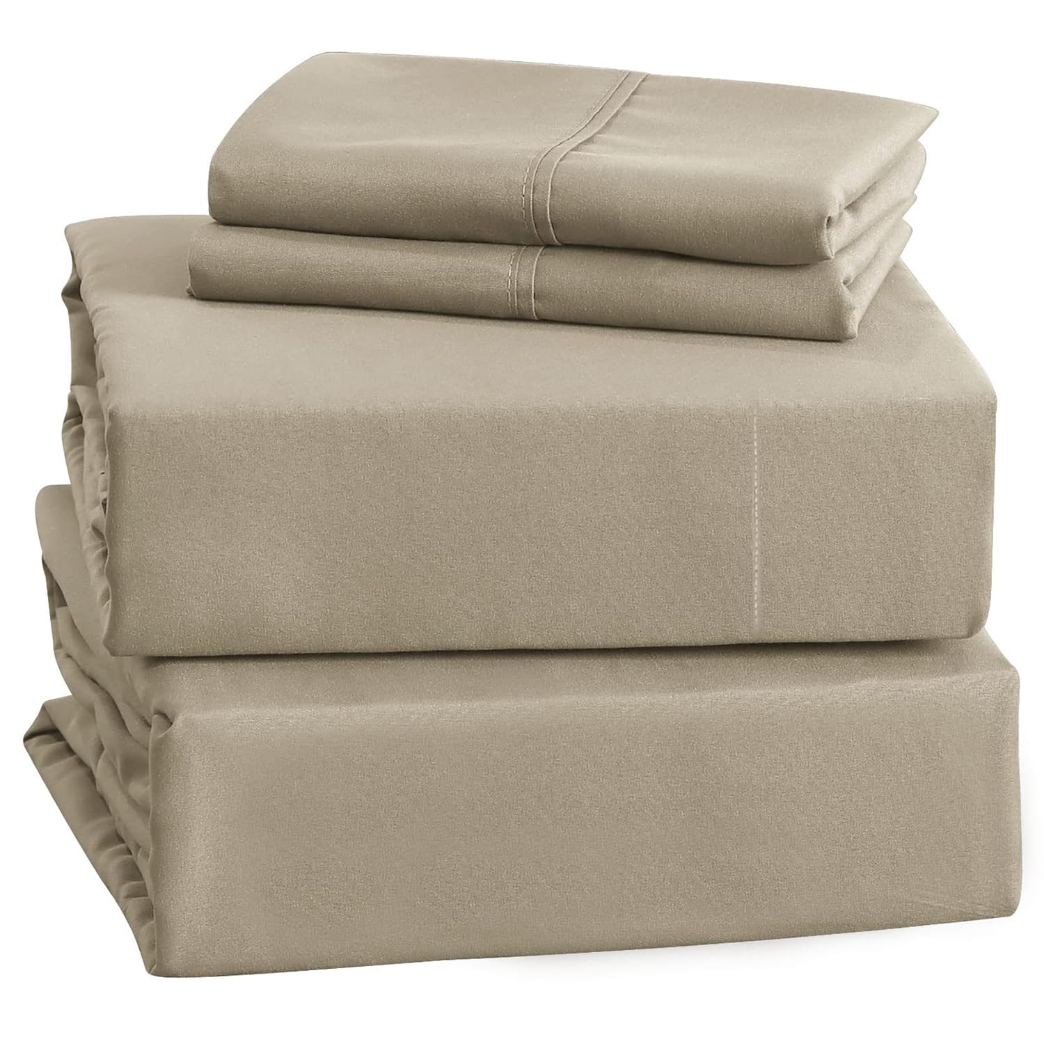 IR Imperial Rooms Beige Full Size Bed Sheets - 4 Pcs Luxury Sheets & Pillowcases for Spa, Hotels, Guest Bedroom & Airbnbs - Brushed Microfiber Full Size Sheets