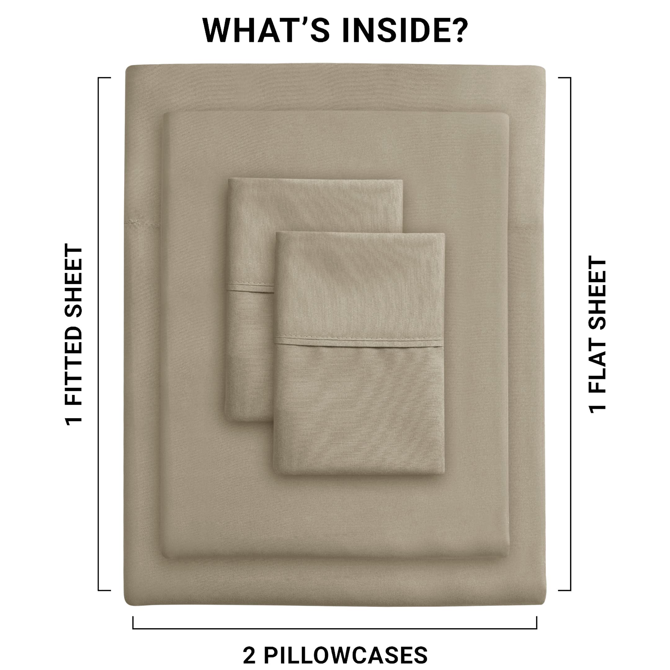 IR Imperial Rooms Beige Full Size Bed Sheets - 4 Pcs Luxury Sheets & Pillowcases for Spa, Hotels, Guest Bedroom & Airbnbs - Brushed Microfiber Full Size Sheets
