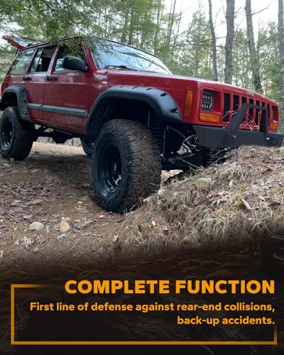 Autoholic Front Bumper & Rear Bumper Kit Fit for 1984-2001 Jeep Cherokee XJ with Hitch Receiver D-rings