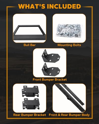 Autoholic Front Bumper & Rear Bumper Kit Fit for 1984-2001 Jeep Cherokee XJ with Hitch Receiver D-rings