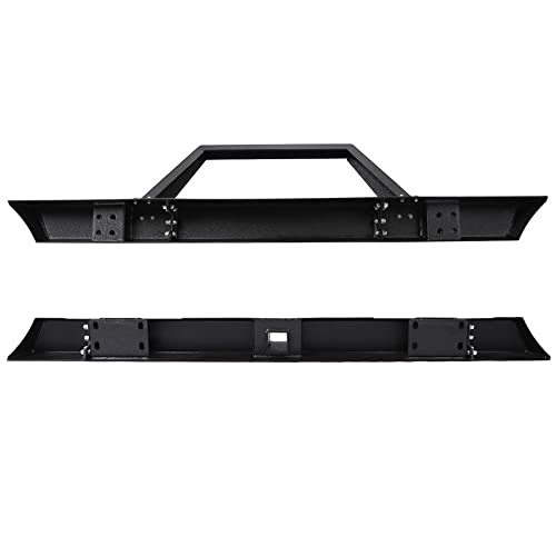 Autoholic Front Bumper & Rear Bumper Kit Fit for 1984-2001 Jeep Cherokee XJ with Hitch Receiver D-rings