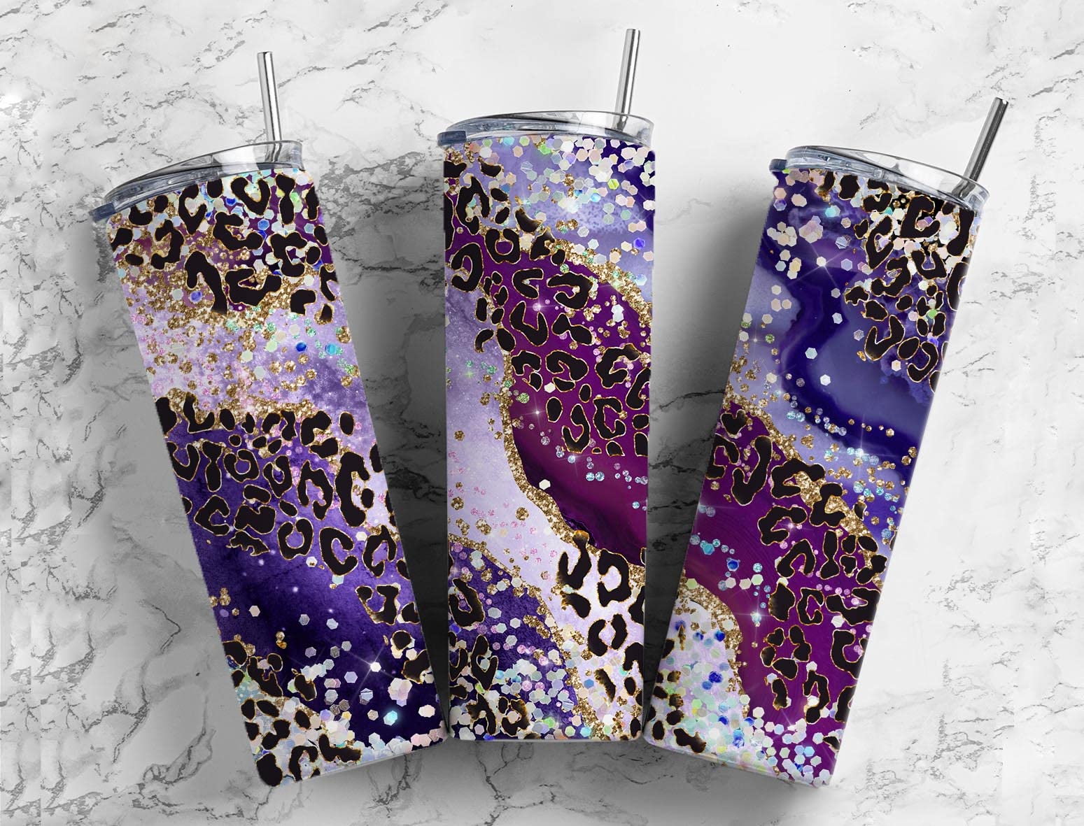Leopard Agate Tumbler Sublimation Transfer, Ready to Press, 20 oz Straight Tumbler, Cheetah Transfer for Tumbler, Geode Transfer