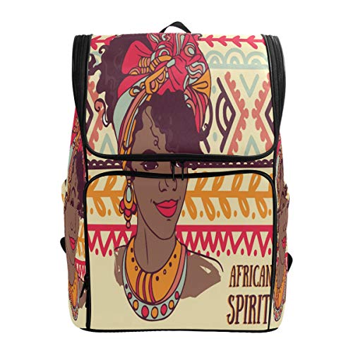 MRMIAN Beautiful African American Woman Large Capacity School Backpack Bookbag for Collage Students Women Man Travel Hiking Camping Daypack 19x14x7 Inches
