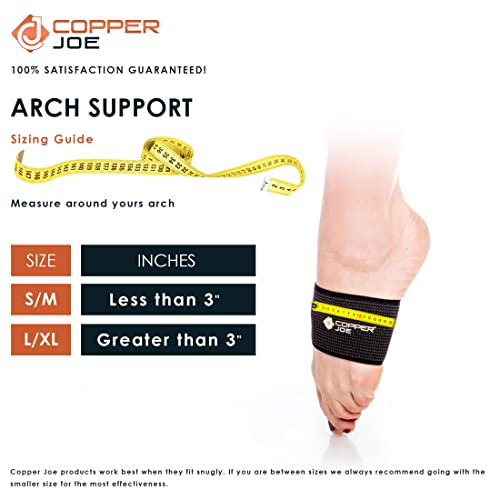 Copper Joe 4 Pack Foot Arch Support Compression Sleeves - Plantar Fasciitis Relief, Foot Support for Pain and Plantar Fasciitis Brace - Copper Arch Support and Plantar Fasciitis Foot Support