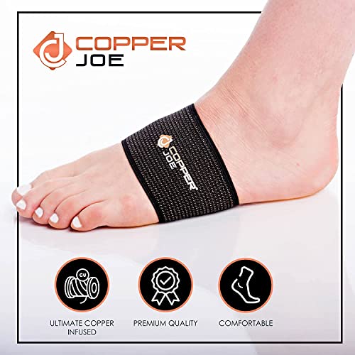 Copper Joe 4 Pack Foot Arch Support Compression Sleeves - Plantar Fasciitis Relief, Foot Support for Pain and Plantar Fasciitis Brace - Copper Arch Support and Plantar Fasciitis Foot Support