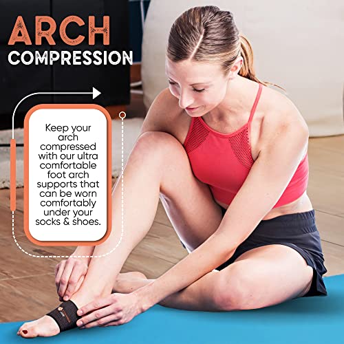 Copper Joe 4 Pack Foot Arch Support Compression Sleeves - Plantar Fasciitis Relief, Foot Support for Pain and Plantar Fasciitis Brace - Copper Arch Support and Plantar Fasciitis Foot Support