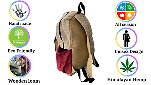 Zillion Craft Classic Back Pack from Himalayan core Hemp Fiber. Best fit for School College and Outdoor Activities with Comfort and Style.Hand Made Hemp Backpack with Unisex Design