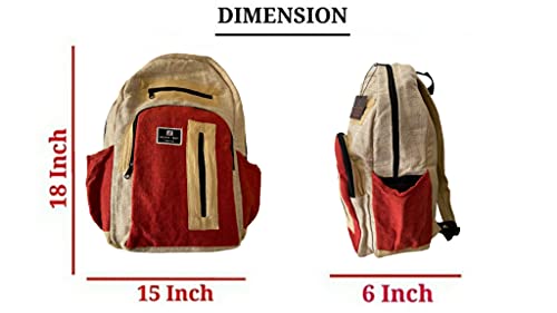 Zillion Craft Classic Back Pack from Himalayan core Hemp Fiber. Best fit for School College and Outdoor Activities with Comfort and Style.Hand Made Hemp Backpack with Unisex Design