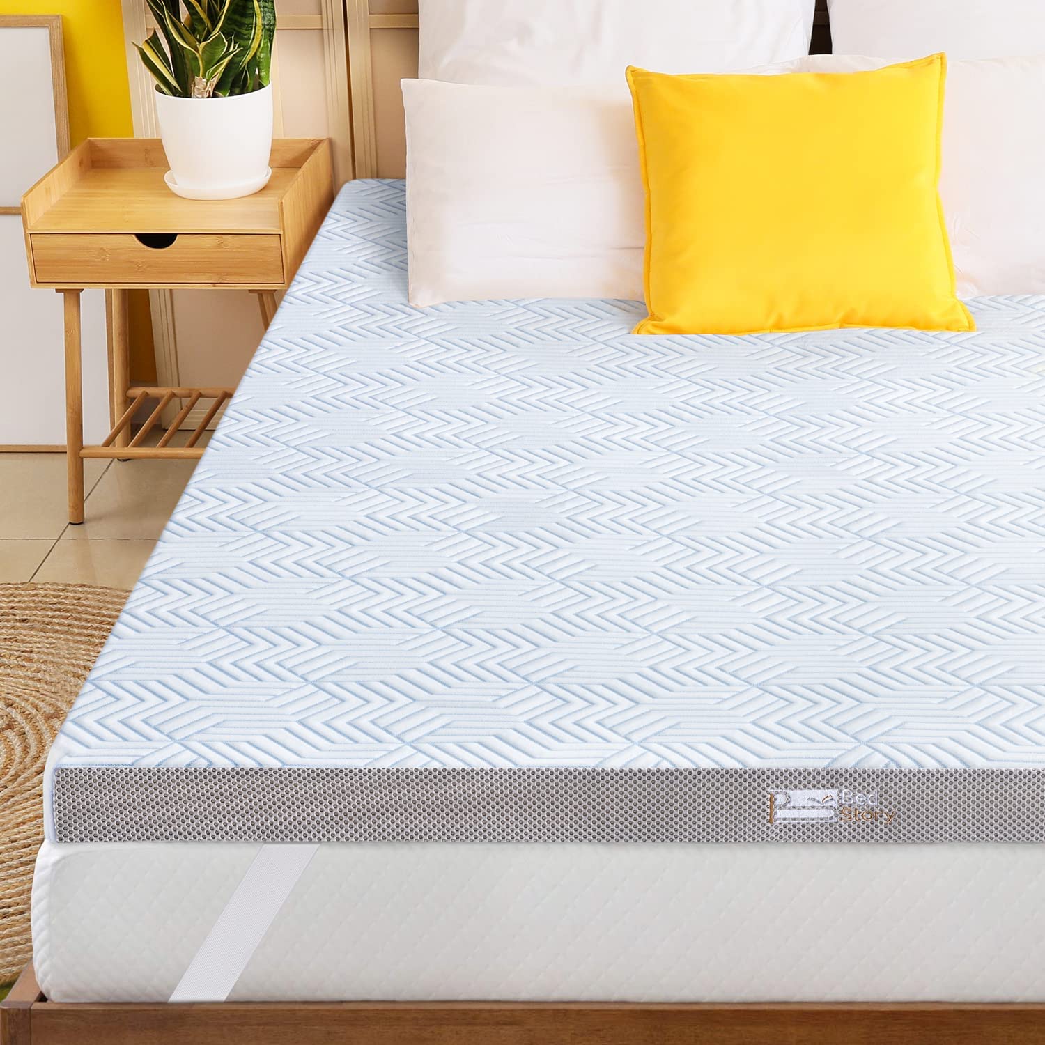 BedStory Firm Mattress Topper Queen 4 Inch, High-Density Memory Foam Provides Extra Lumbar Support, Enhanced Lower Back Relief, Firm & Supportive Cooling Gel Foam for Pressure Relief, 40 Days Trial