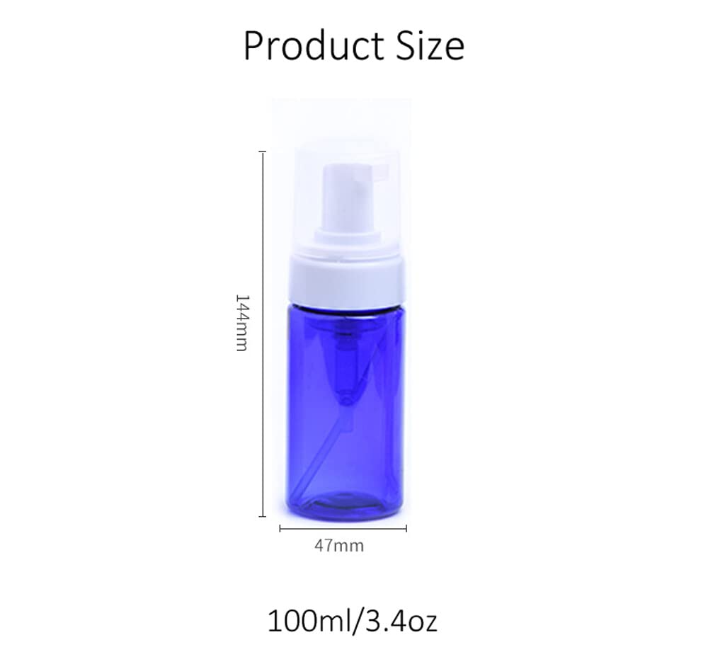 2PCS 100ml Cobalt Blue Refillable Empty Foam Pump Bottles Small Foaming Soap Dispenser for Hand Soap Lash Cleanser Shampoo Liquid 3.4oz