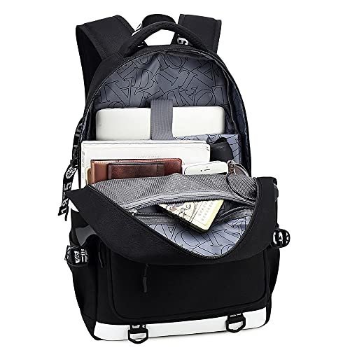 Anime One Piece Color Printing Backpack with USB Interface Fashion Casual Large Capacity Laptop Backpack (B4-5)