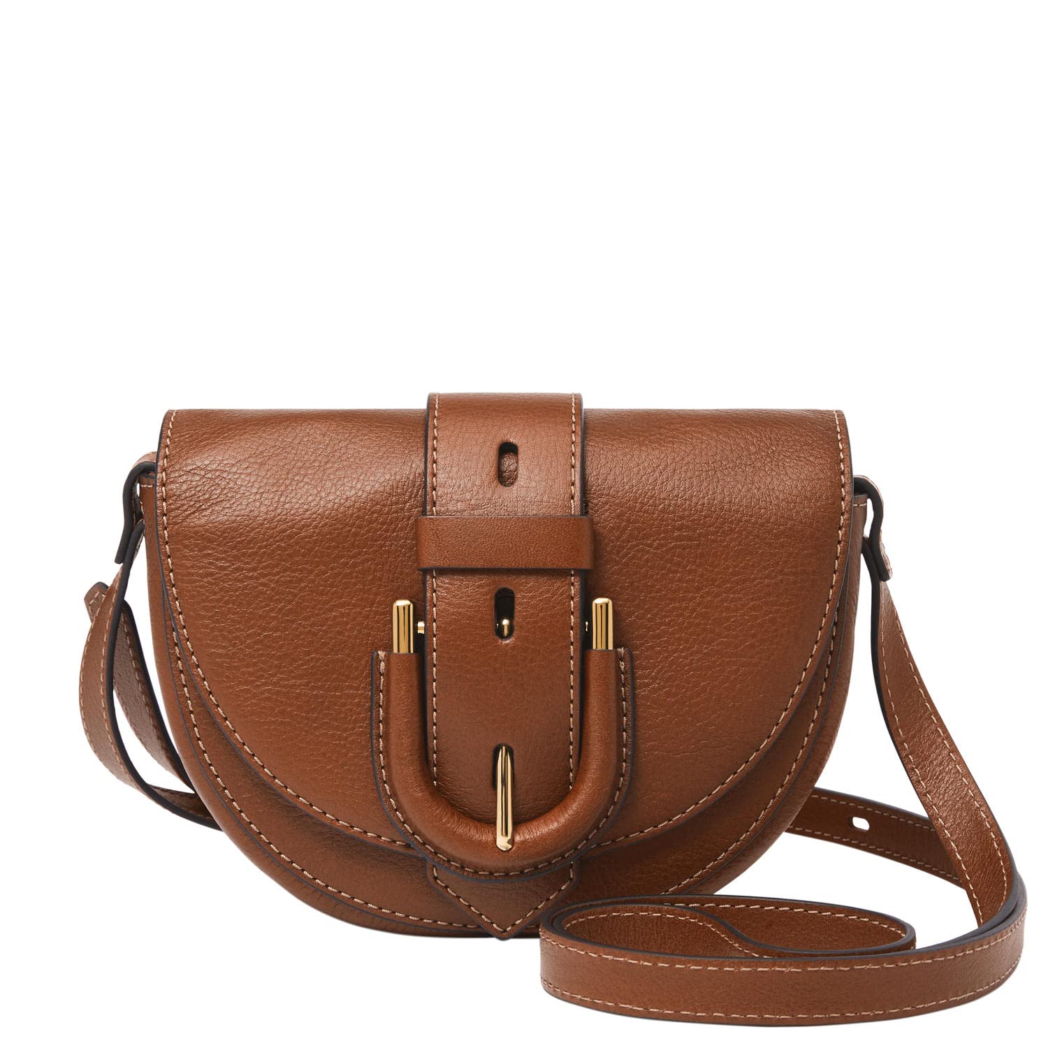 Fossil Women's Harwell Leather Small Flap Crossbody Purse Handbag, Brown (Model: ZB1853200)