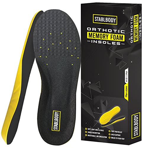 STABLBODY Thick Memory Foam Insoles for Women - Orthotic Inserts for Plantar Fasciitis & Arch Support - Trim-to-Size Shoe Inserts, Full-Length Cushions for Feet - Absorbs Shock - 1 Pair