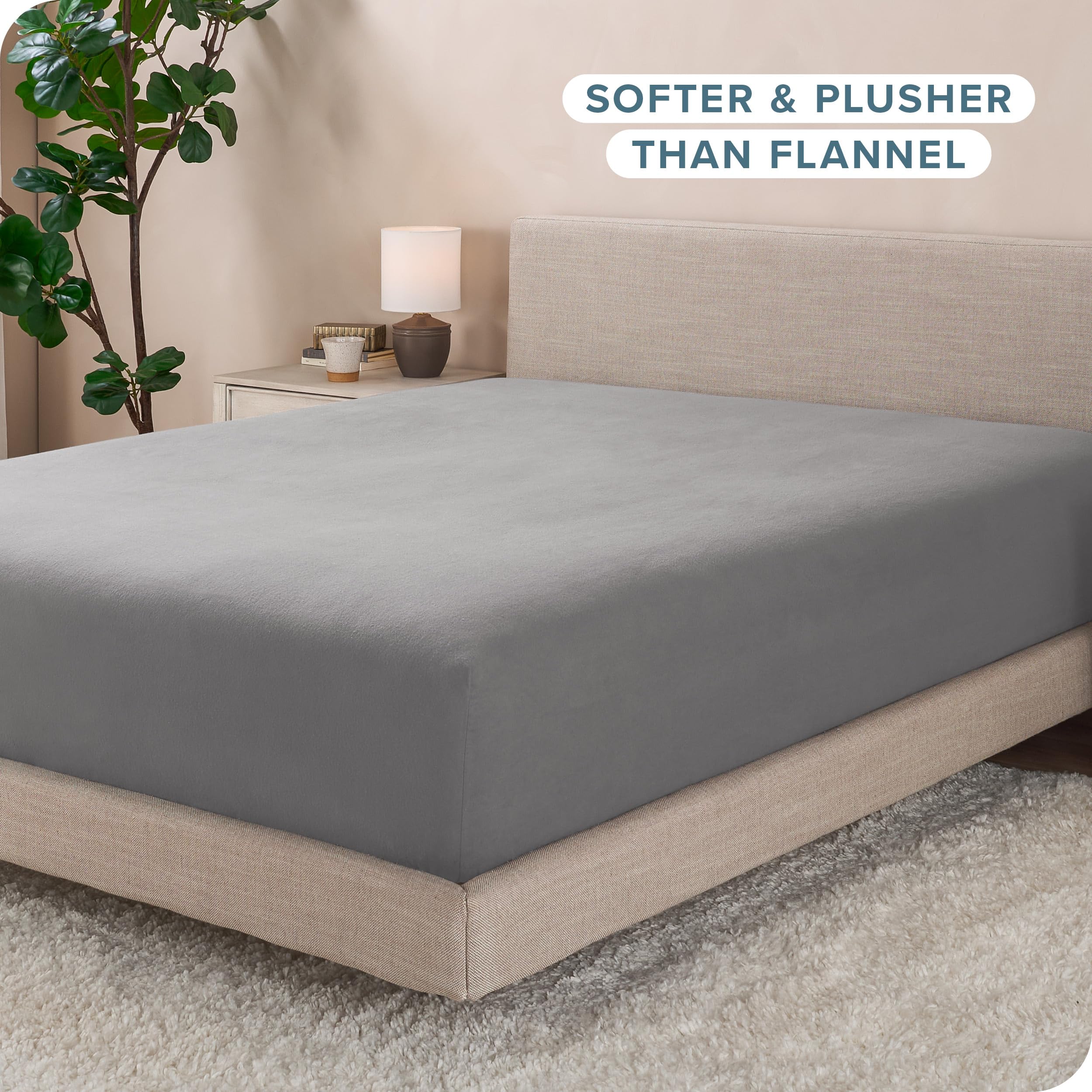 Bare Home Super Soft Fleece Fitted Sheet - Twin Size - Extra Plush Polar Fleece, No-Pilling - Deep Pocket - All Season Cozy Warmth (Twin, Light Grey)