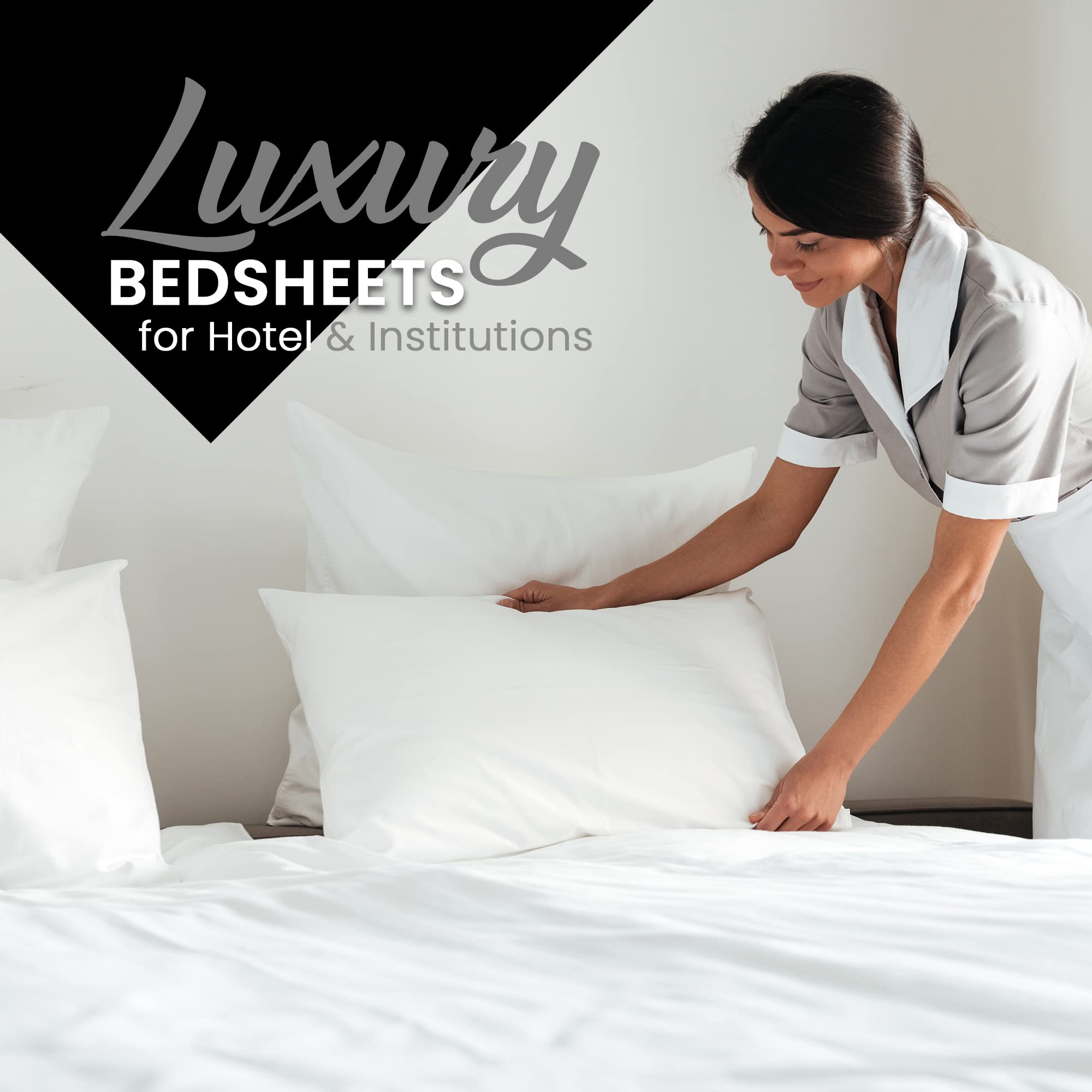 GRAND ESTATE HOTEL Full Size Flat Sheet Bulk, Arctic White Cotton-Rich Hotel Quality Top Bed Sheets, Luxury Feel, Wrinkle-Resistant, Soft & Silky Sateen Sheets for Hotel, Spas, Salons, Hospital