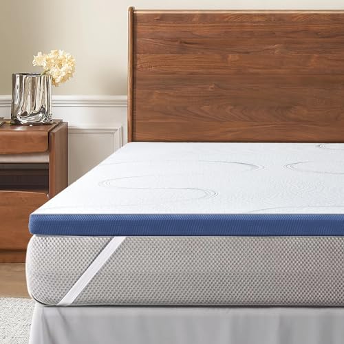 Twin Mattress Topper 2 Inch Gel Infused Cozary Memory Foam Cooling Bed Pad High Density Firm Mattress Pad for Pain Relief with Removable & Washable Cover for Bedroom and RV