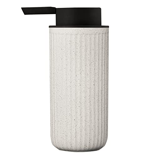 Foaming Soap Dispenser 16oz Removable Ceramic Lotion Dispenser, Cylindrical Stripe Kitchen Bathroom Pump Bottle with Foam Bottle Pump(Cream)