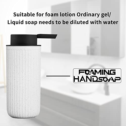 Foaming Soap Dispenser 16oz Removable Ceramic Lotion Dispenser, Cylindrical Stripe Kitchen Bathroom Pump Bottle with Foam Bottle Pump(Cream)