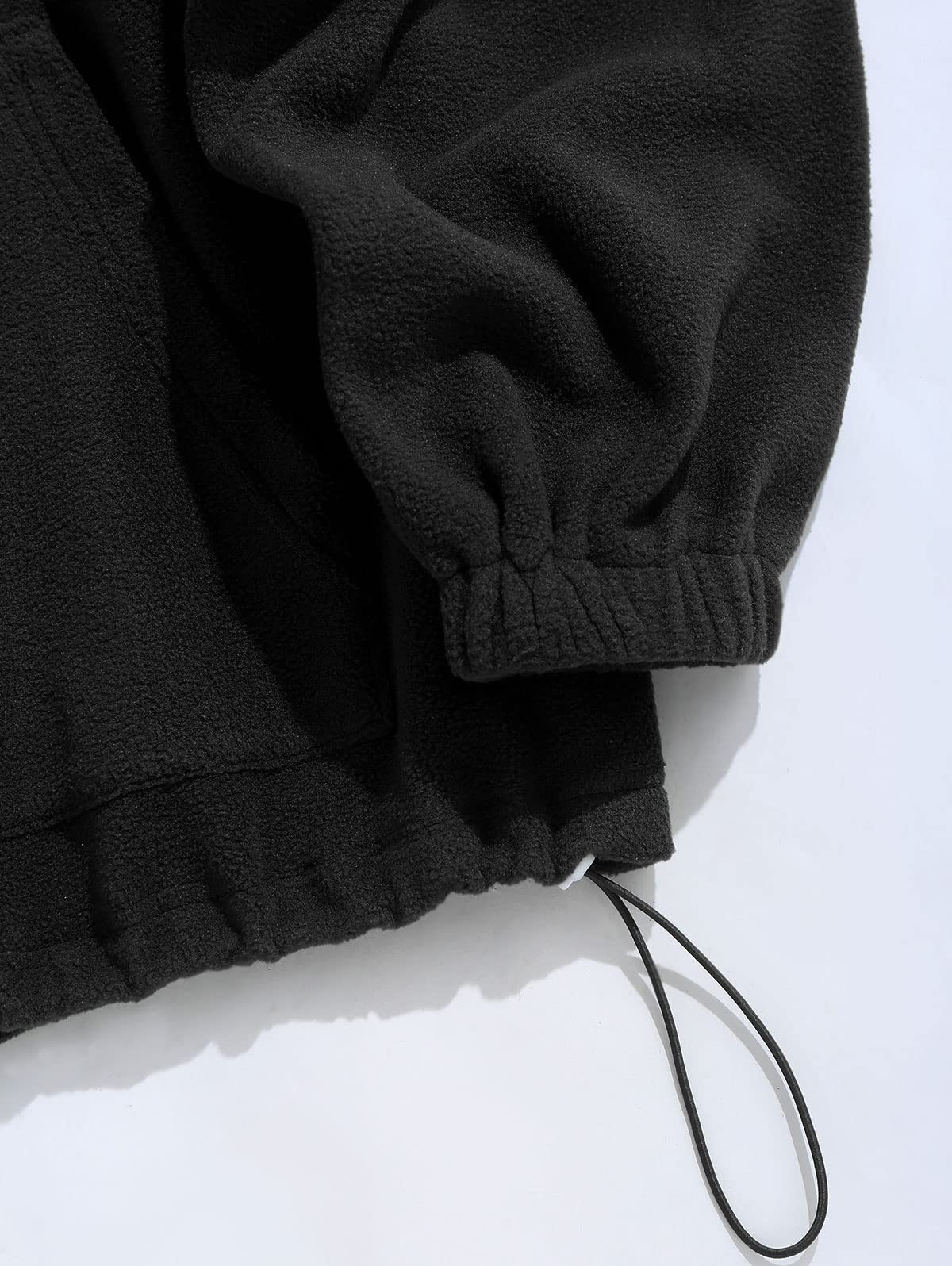 ZAFUL Men's Fluffy Polar Fleece Sweatshirt NEW YORK Embroidery Colorblock Half Zip Unisex Hoodie Black M