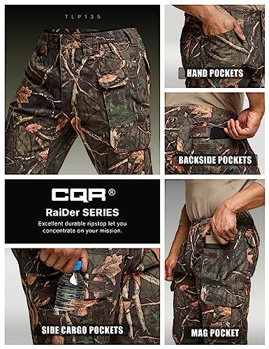 CQR Men's Tactical Pants, Water Resistant Ripstop Cargo Pants, Lightweight EDC Work Hiking Pants, Outdoor Apparel, Duratex Mag Pocket Print Hunting Camo, 36W x 32L