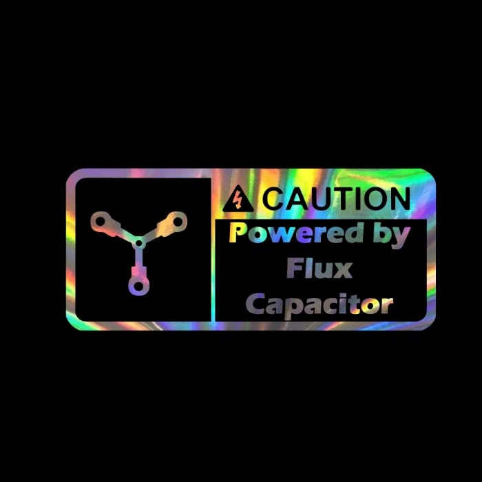Caution Powered by Flux Capacitor | Custom Truck Window Bumper Car Laptop Automotive Wall Gift Gun Carrier