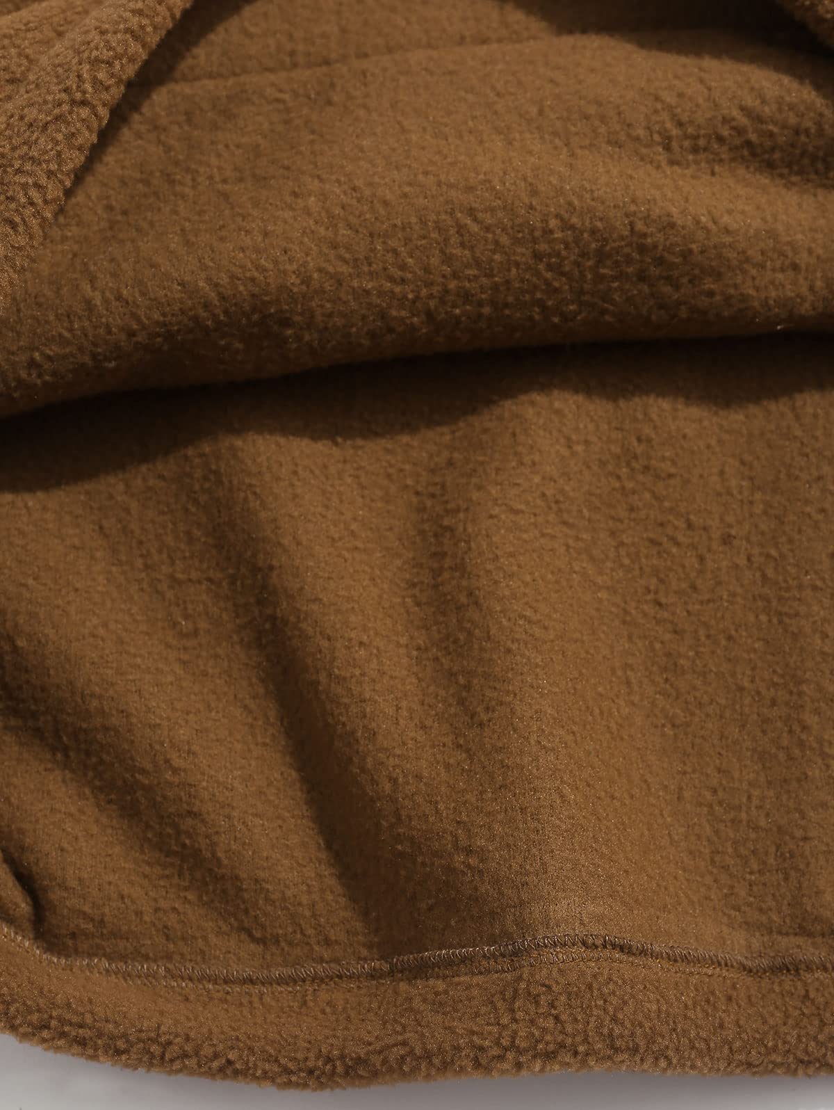 ZAFUL Men's Fluffy Polar Fleece Sweatshirt NEW YORK Embroidery Colorblock Half Zip Unisex Hoodie Coffee M
