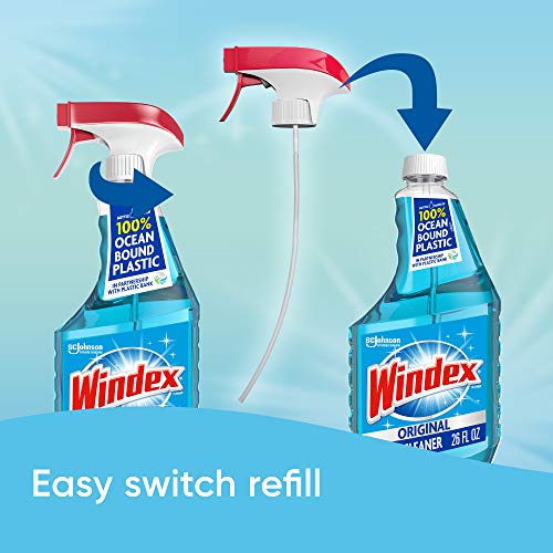 CLR Brilliant Bath Foaming Bathroom Cleaner Spray (Pack Of 2) & Windex Glass and Window Cleaner Spray Bottle, Original Blue, 23 fl oz