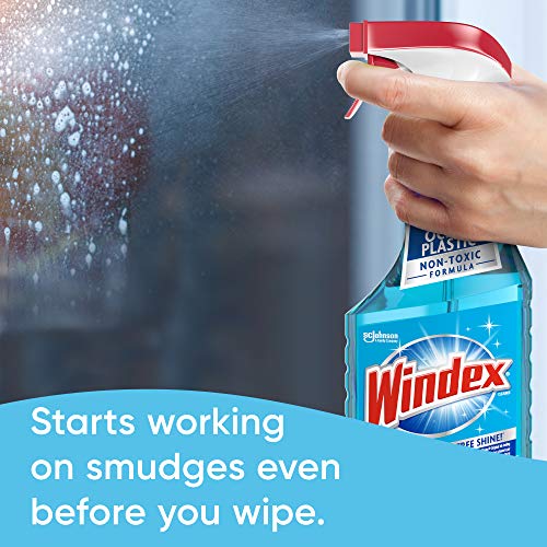 CLR Brilliant Bath Foaming Bathroom Cleaner Spray (Pack Of 2) & Windex Glass and Window Cleaner Spray Bottle, Original Blue, 23 fl oz