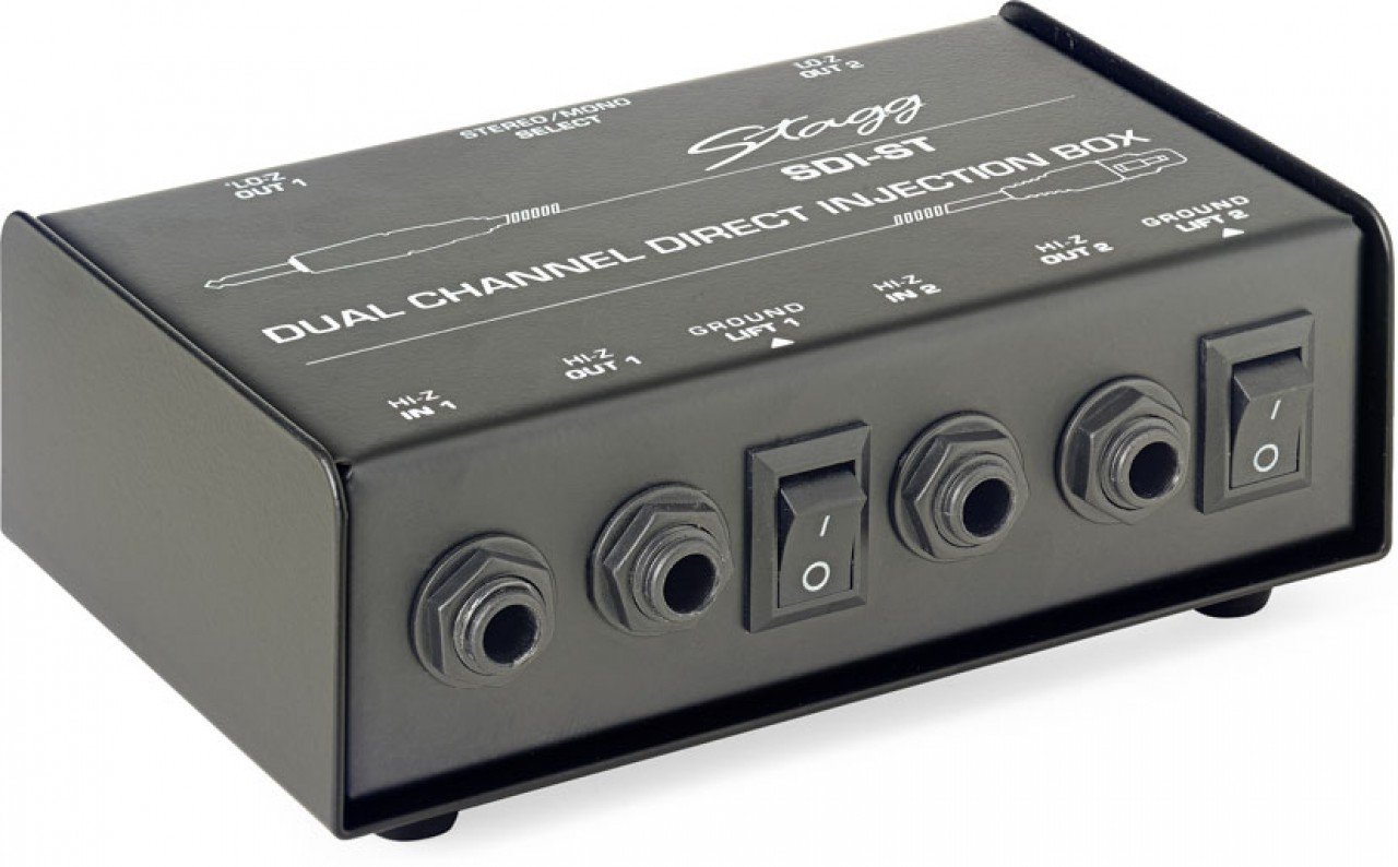 Stagg SDI-ST 2-Channel Passive DI Box with Mono/Stereo Switch & Pyle-Pro Pyle, Black (PDC21)