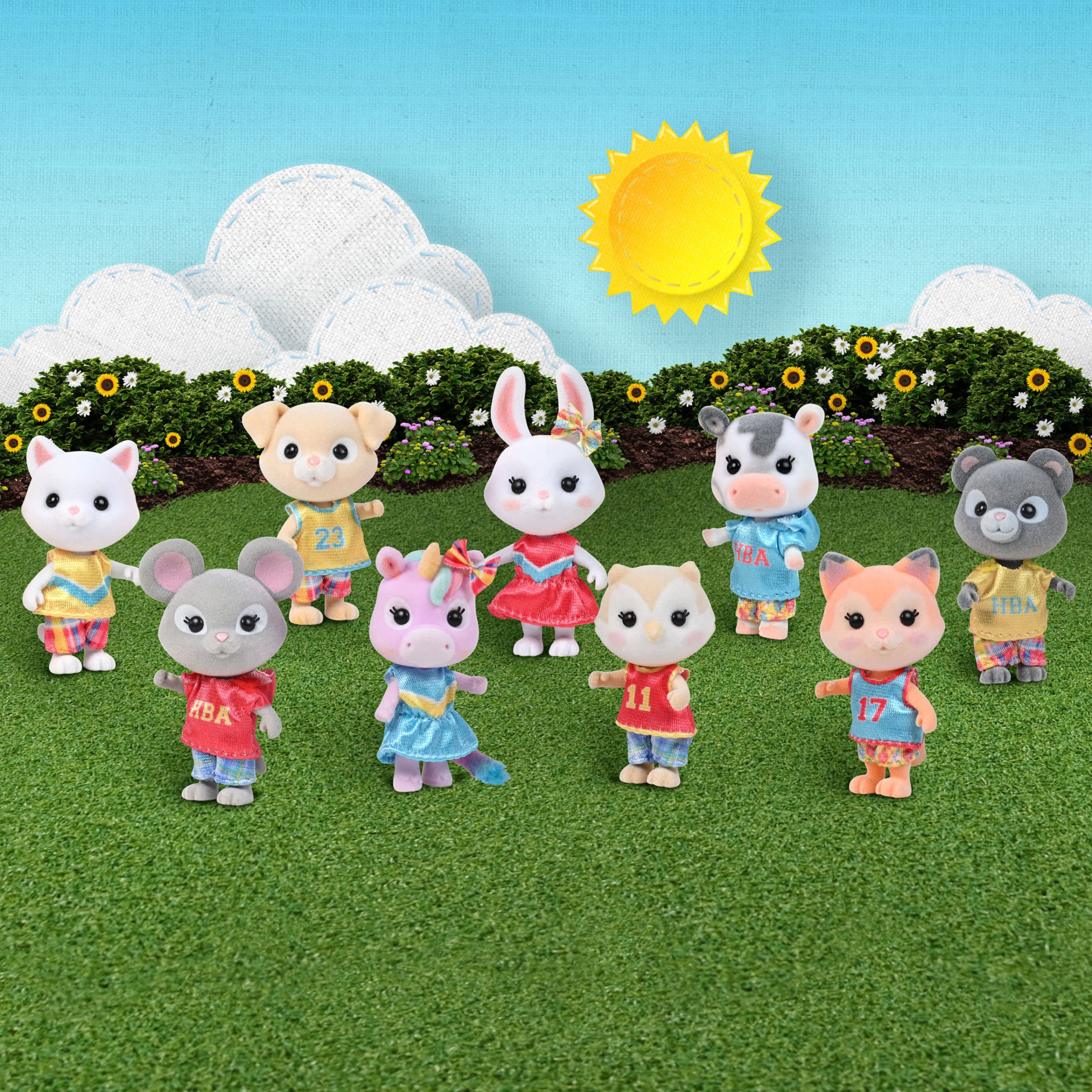 Sunny Days Entertainment Honey Bee Acres Back to School Pals – 9 Miniature Flocked Dolls | Small Collectible Figures | Pretend Play Toys for Kids