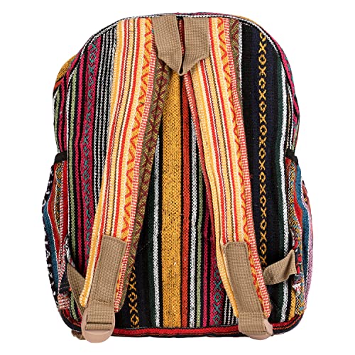Cotton and hemp backpack, 13" himalayan hemp backpack, hiking backpack, fair trade bag, free spirit bag, hippie bag, nepali bag, boho bag