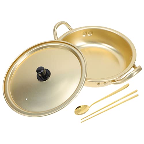 Happyyami 1 Set Ramen Pot Stovetop Korean Ramen Noodle Pot Korean Noodle Pot Korean Ramen Pan Large Pot Soup Pan Hotpot Pots Instant Hot Pot Ramen Cookware Multifunctional Pot Steam Aluminum